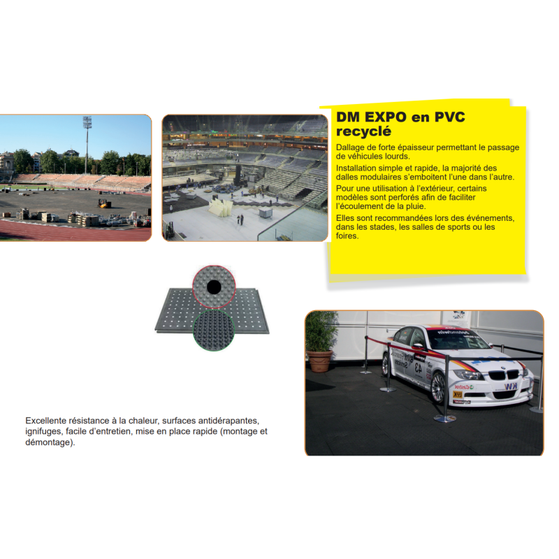 Dalle de protection de sol caoutchouc avec perforations et accrochage ...